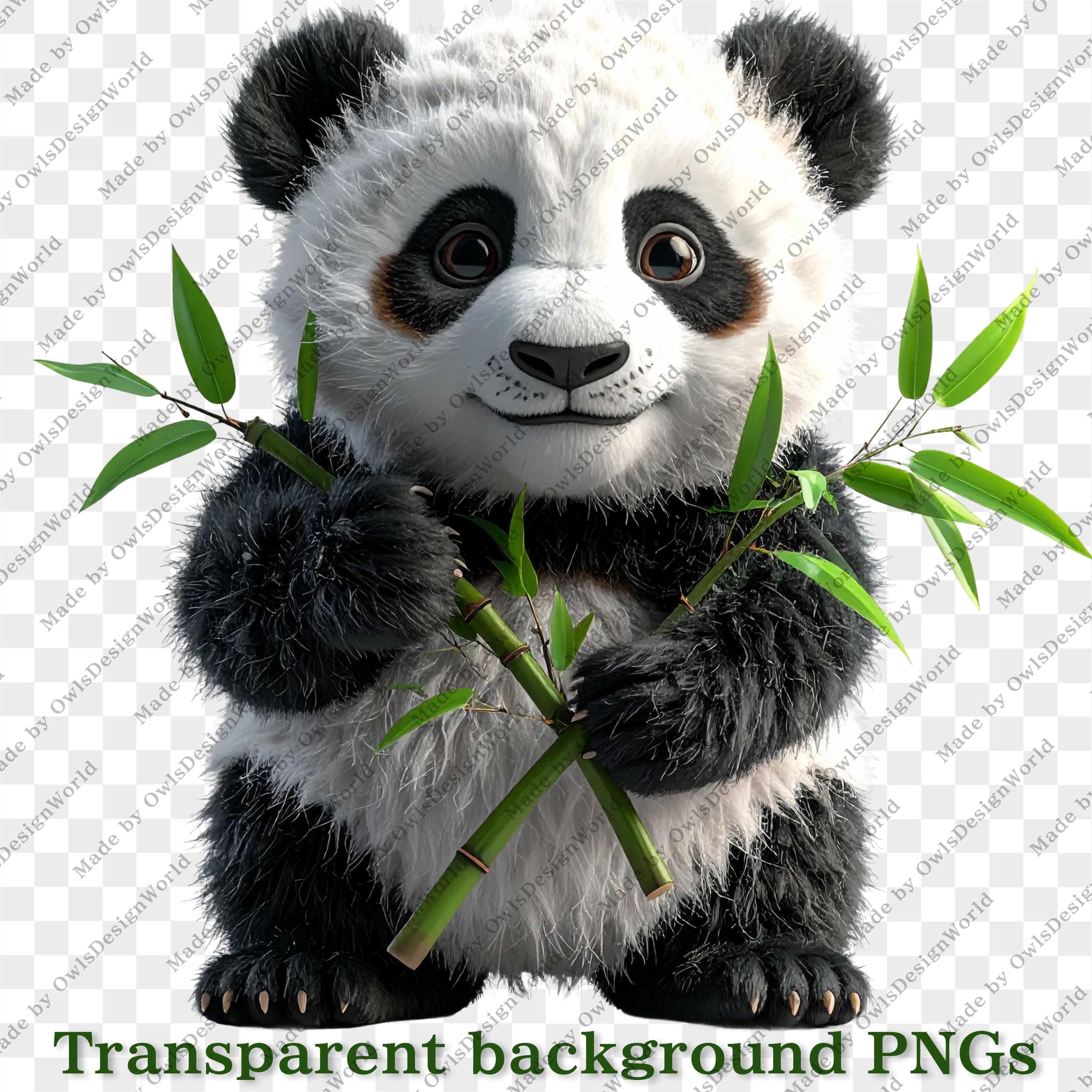16 Adorable Pandas PNG Bundle, Cute Pandas With Bamboo Art, Kawaii ...