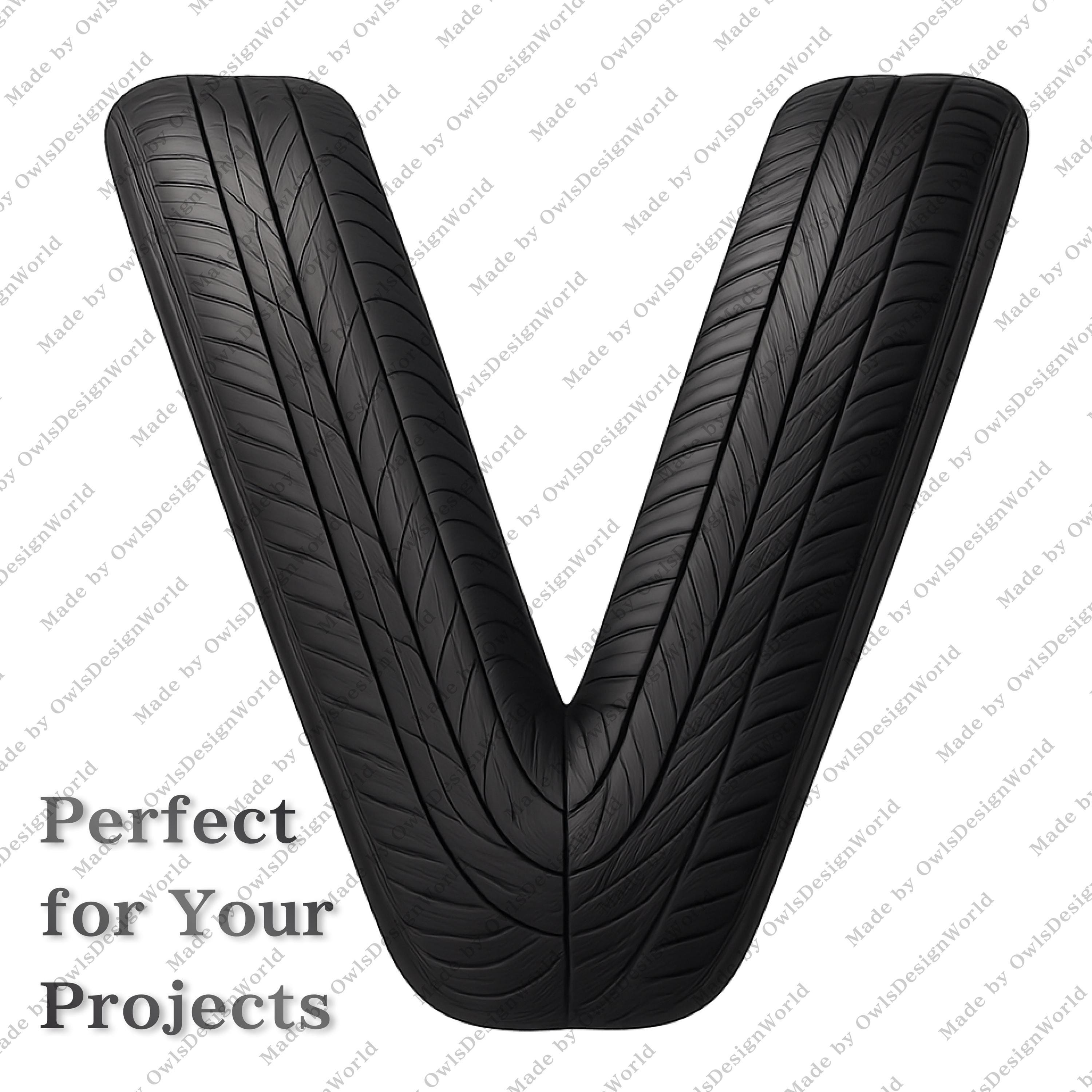 3D Tire Alphabet Clipart, Rubber Letter & Number PNG, Industrial Font ...