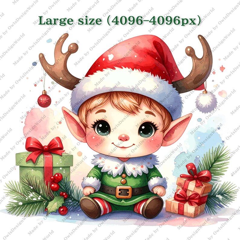 25 Christmas Elf Clipart PNG Bundle | Cute Holiday Elves With Gifts ...