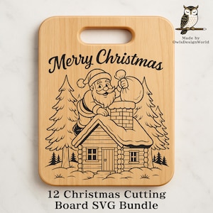 12 Christmas Cutting Board SVG Bundle, Stickers & Sublimation, Rustic ...