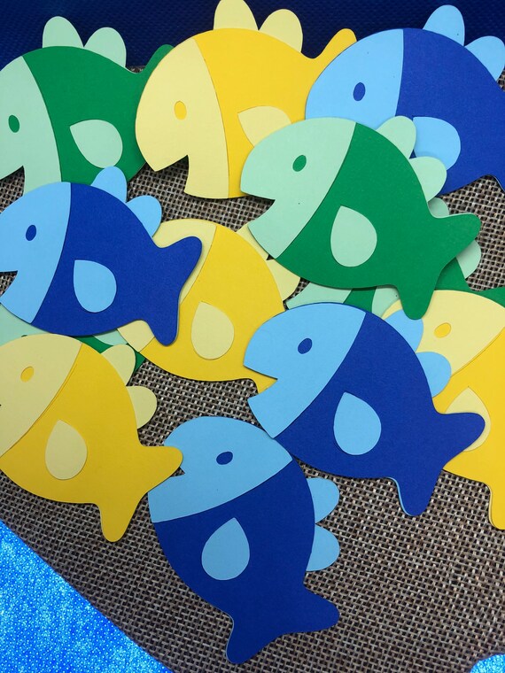 Fish Cut Outs for Birthday Party Blue Orange Green Yellow Red - Etsy