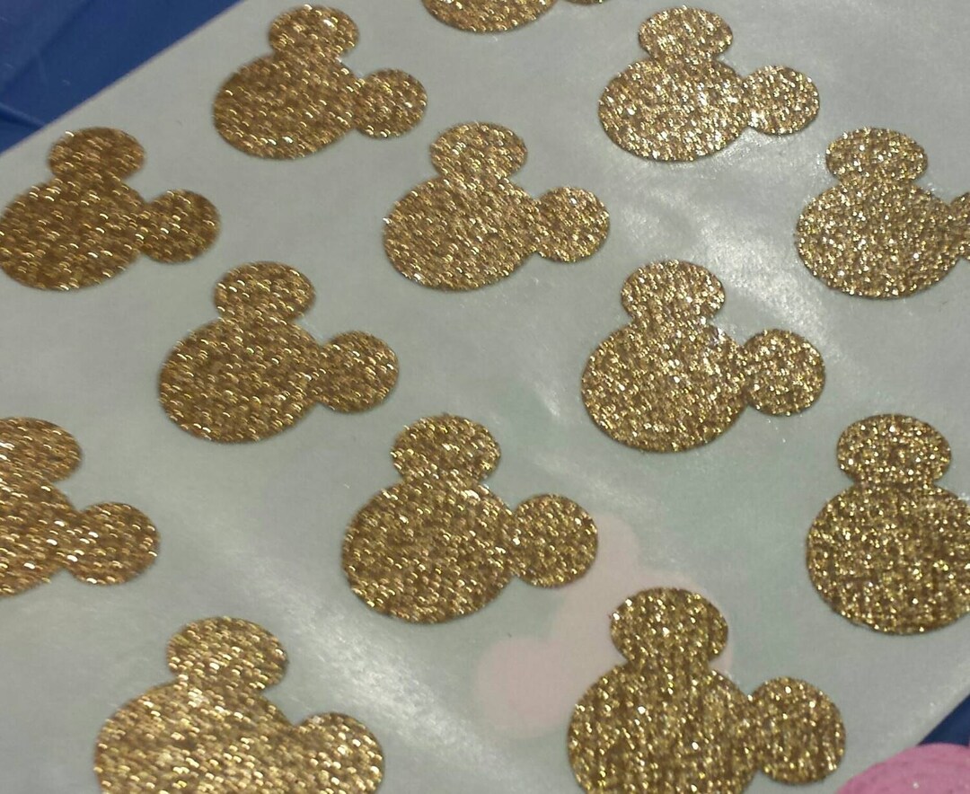 24 GOLD MICKEY HEADS Glitter Sticker Seals Birthday Shower Party - Etsy