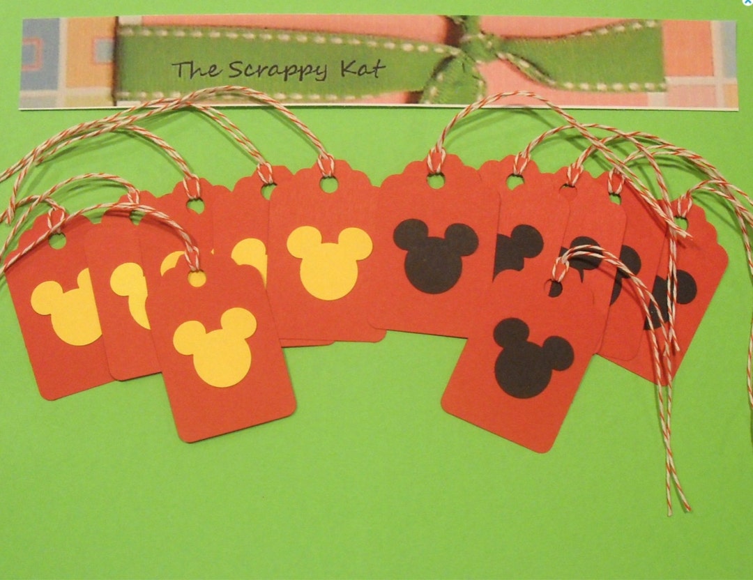MICKEY MOUSE HEADS Gift Tags & String Wrap Party Decoration ...