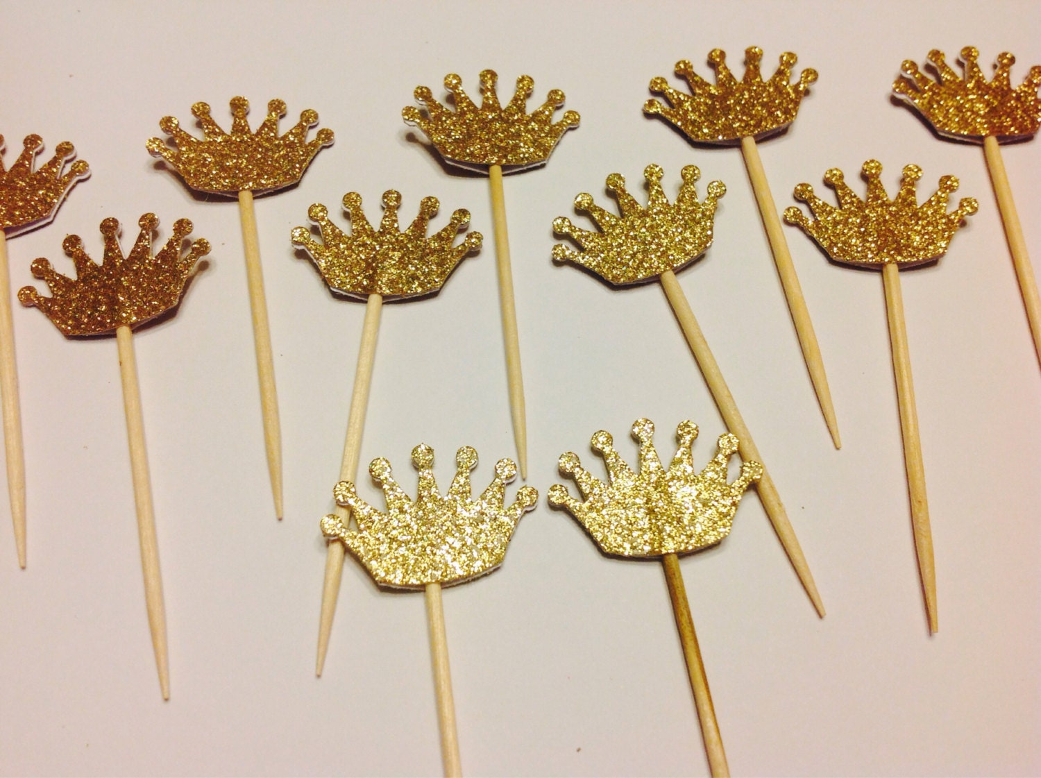 24 GOLD CROWNS Glitter Cupcake Toppers Picks Prince Princess - Etsy