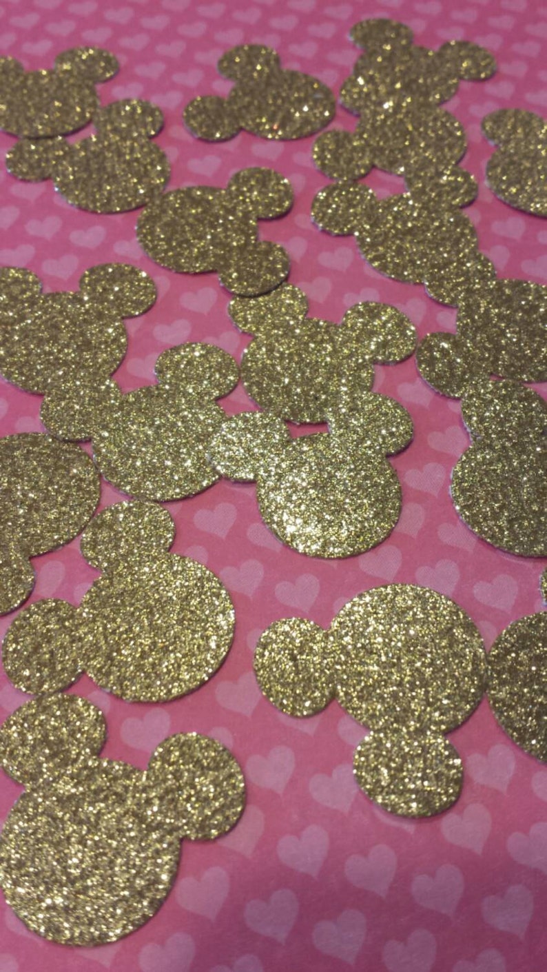50 GOLD Mickey Mouse Heads GLITTER Confetti Cut Outs 1 Inch - Etsy