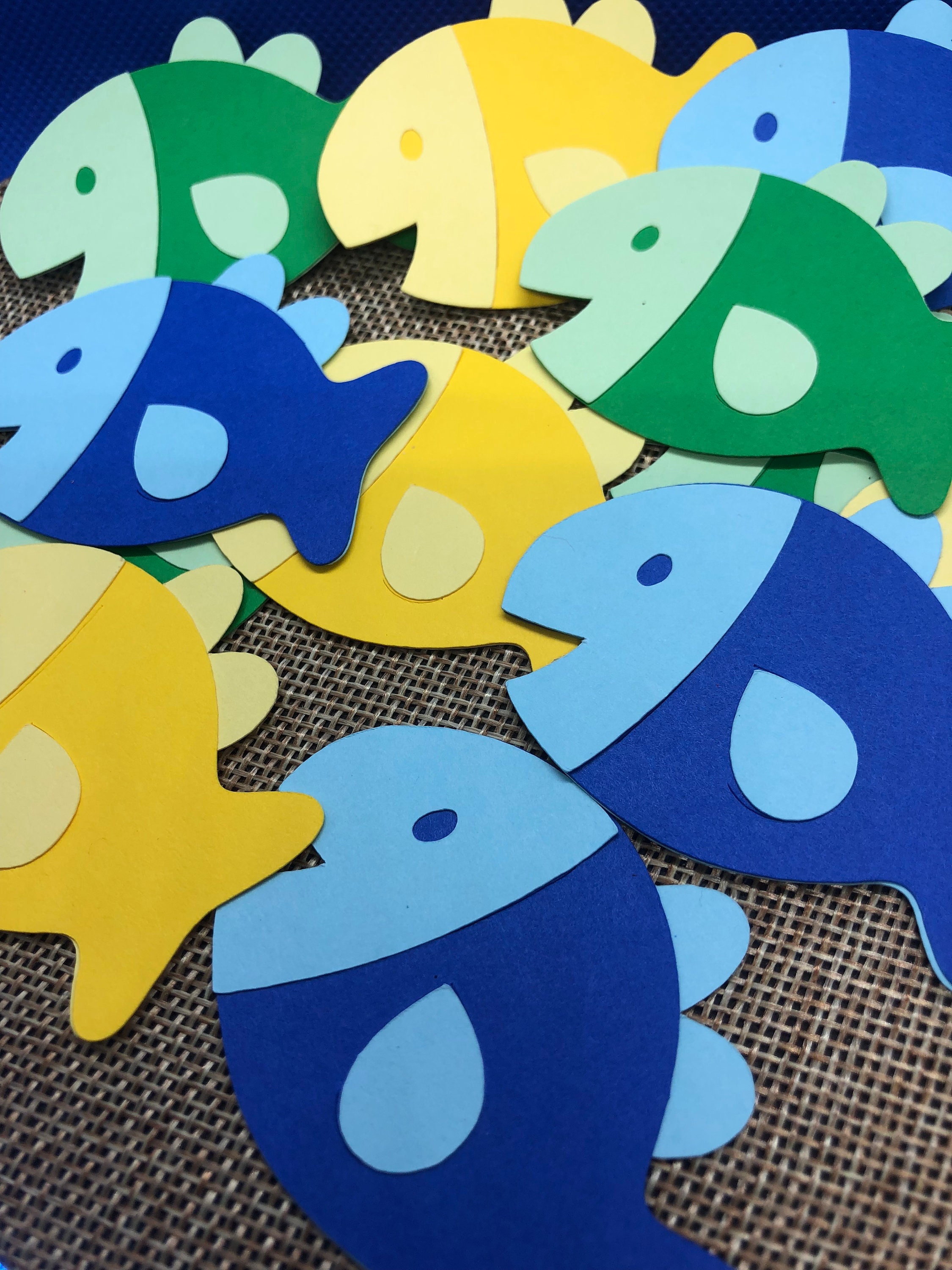 Fish Cut Outs for Birthday Party Blue Orange Green Yellow Red - Etsy