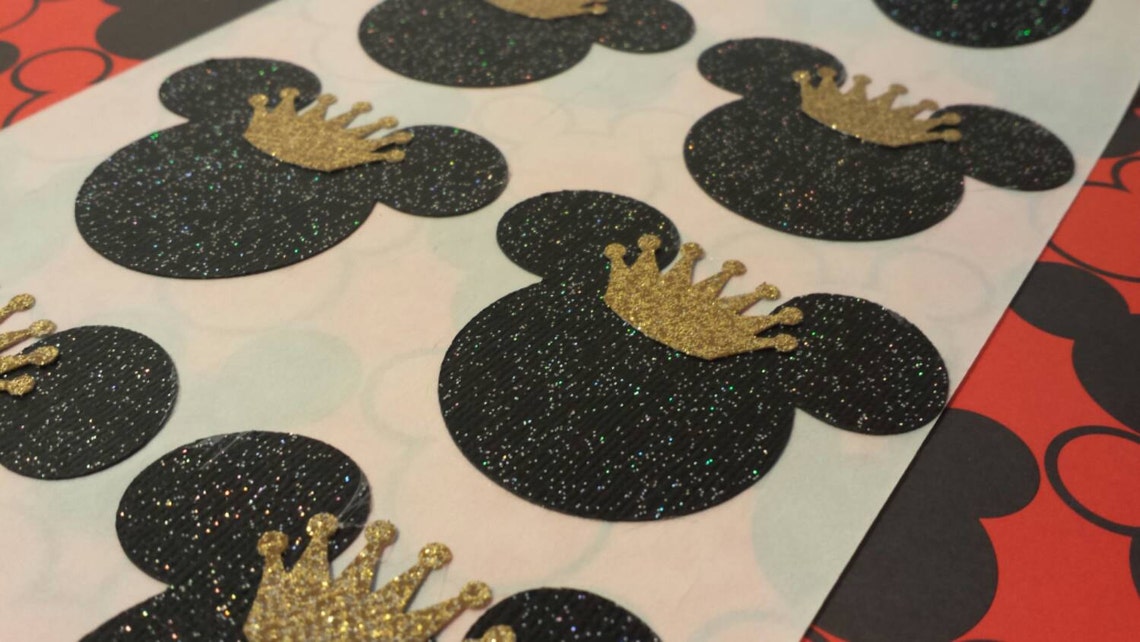 GLITTER Mickey Mouse Heads Stickers Cut Outs Set of 10 With - Etsy