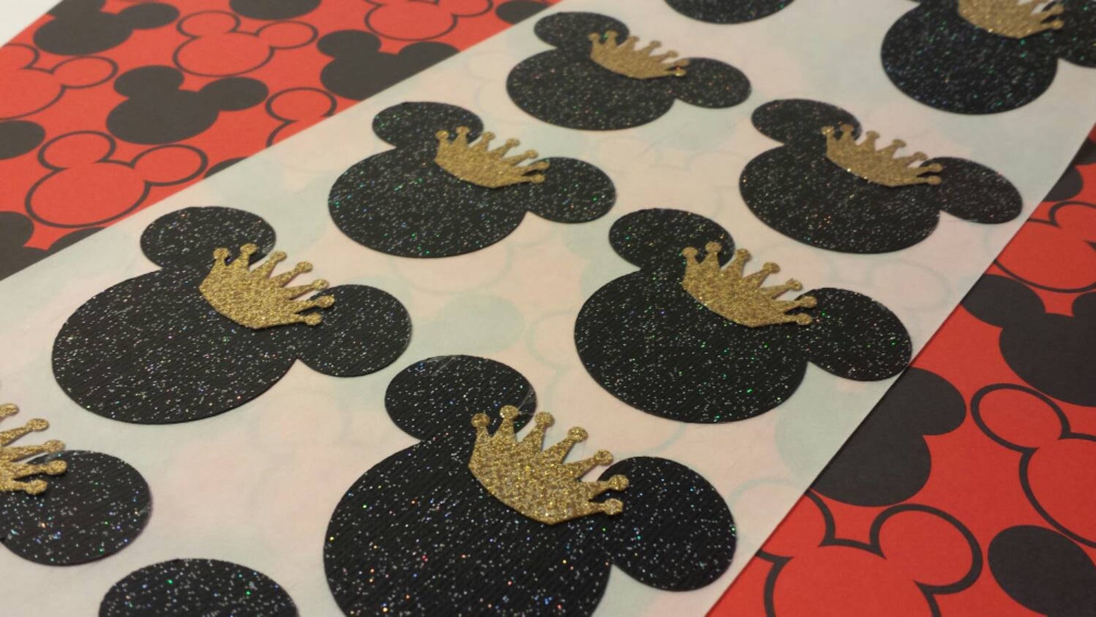 GLITTER Mickey Mouse Heads Stickers Cut Outs Set of 10 With - Etsy