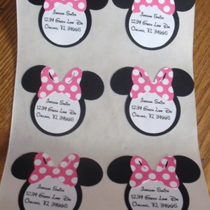 MINNIE MOUSE Heads Cut Outs Address Labels Party Favors Tags Stickers ...