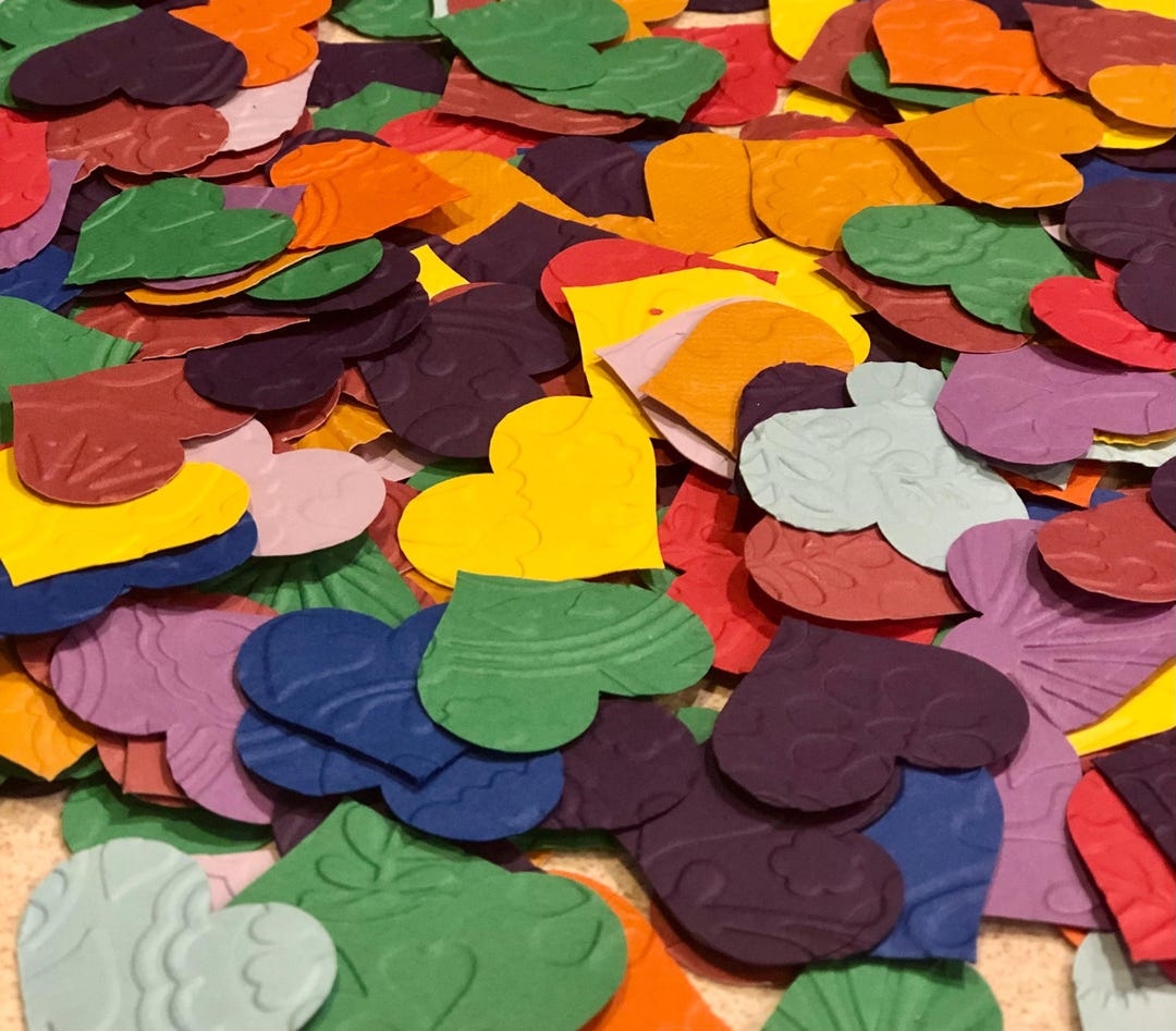 Embossed Heart Punches, Die Cuts, Valentine Confetti, Cut Outs, Paper ...