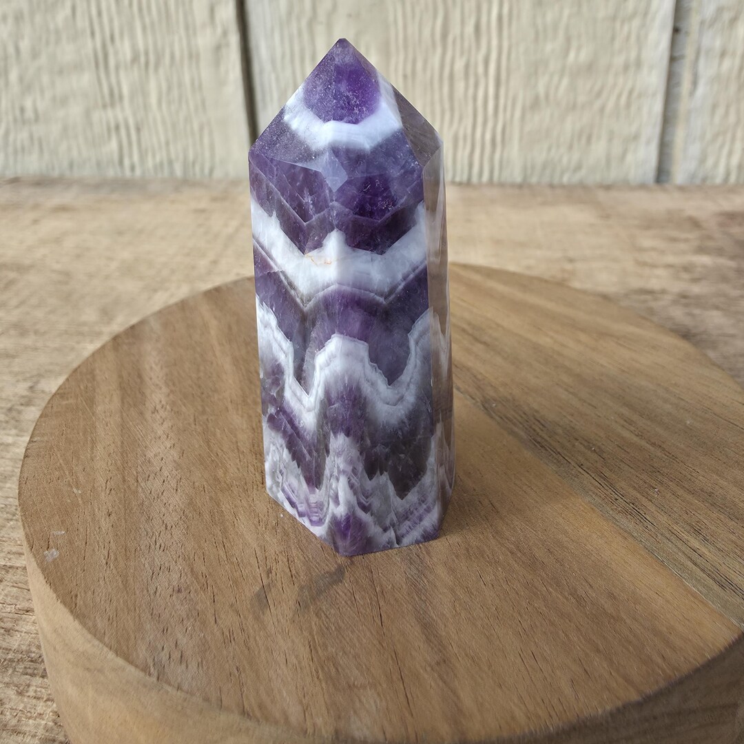 Chevron Amethyst Tower – Dream Amethyst Polished Crystal Point - Etsy