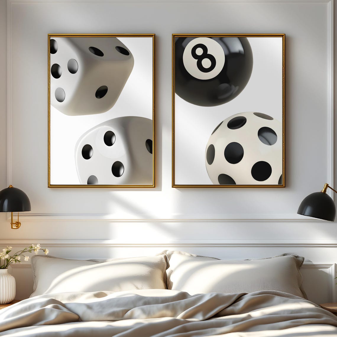 Casino Wall Art Set of 3, Poker Wall Decor Printable, Dice and Ace ...