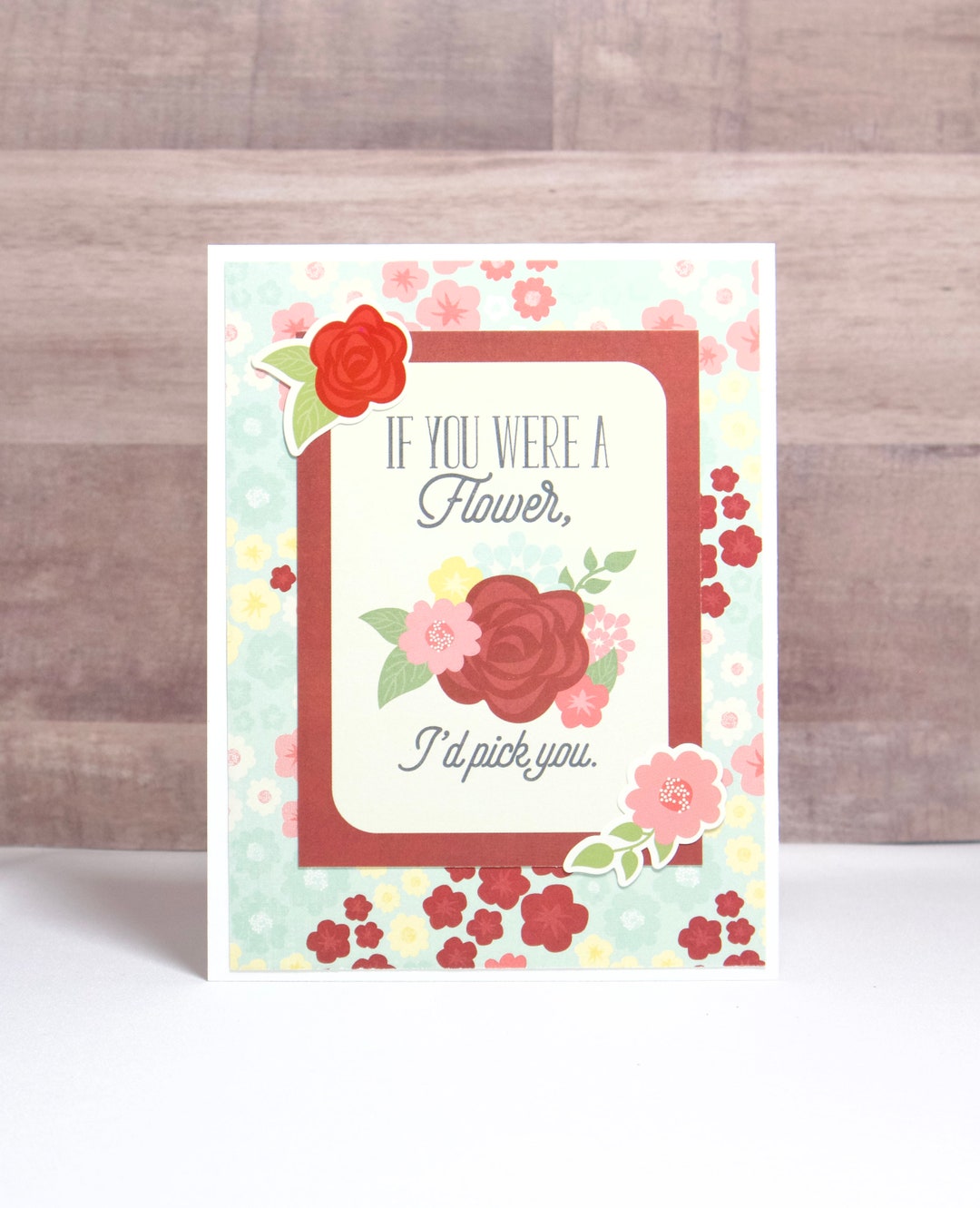 Love Card for Her- Love Cards- Flower Card- Floral Love Cards- Handmade ...