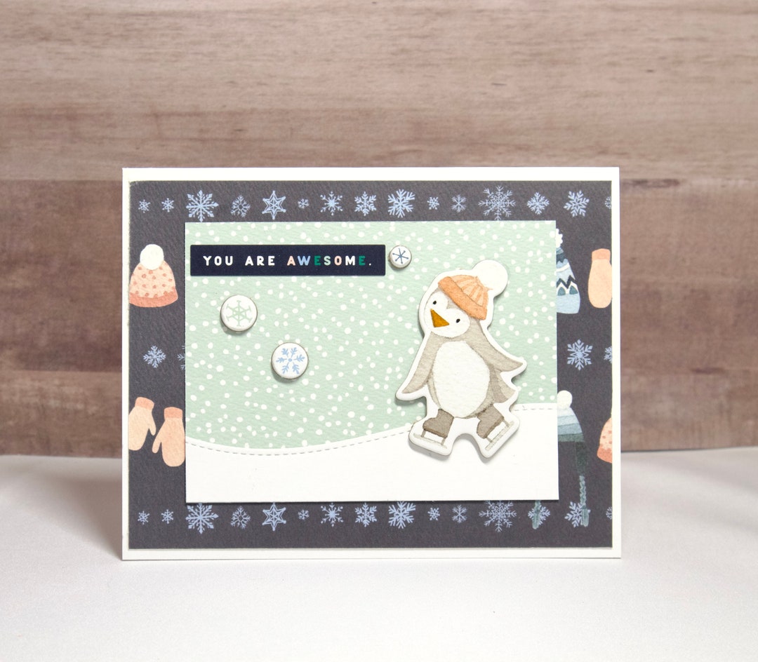 Winter Card Encouragement Card Penguin Card With Penguins Handmade ...