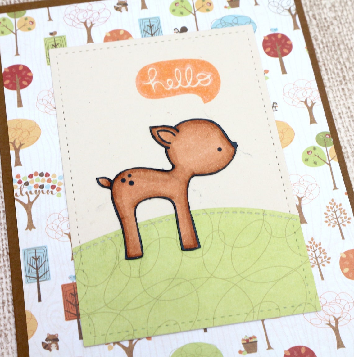 Hello Deer Card Hello Card Deer Card Cute Card Fall Card - Etsy