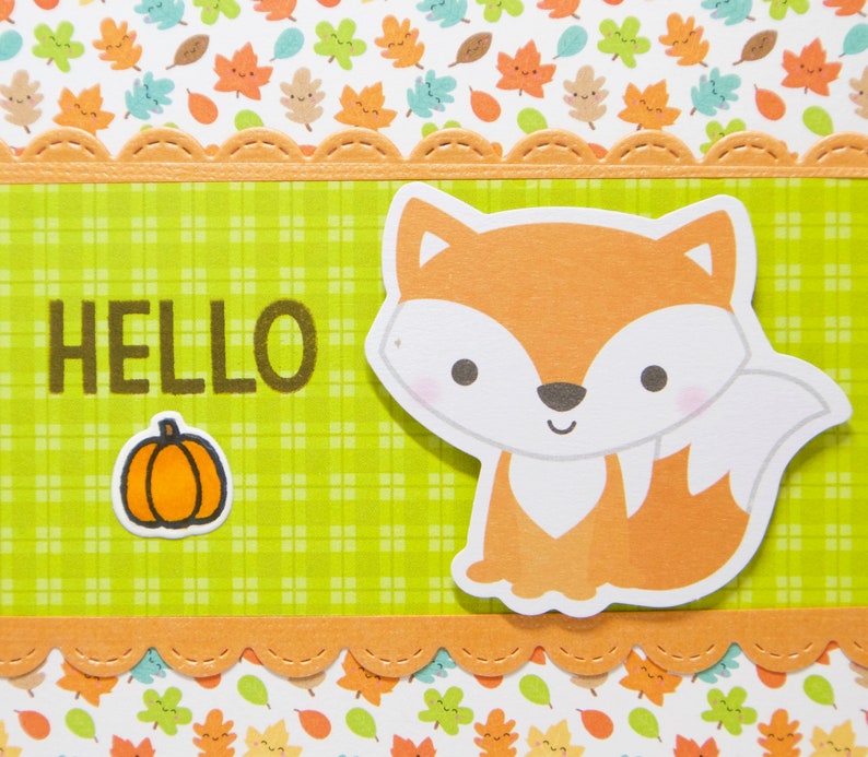 Hello Card Fox Card Cute Cards Fall Card Autumn Card Handmade Cards - Etsy