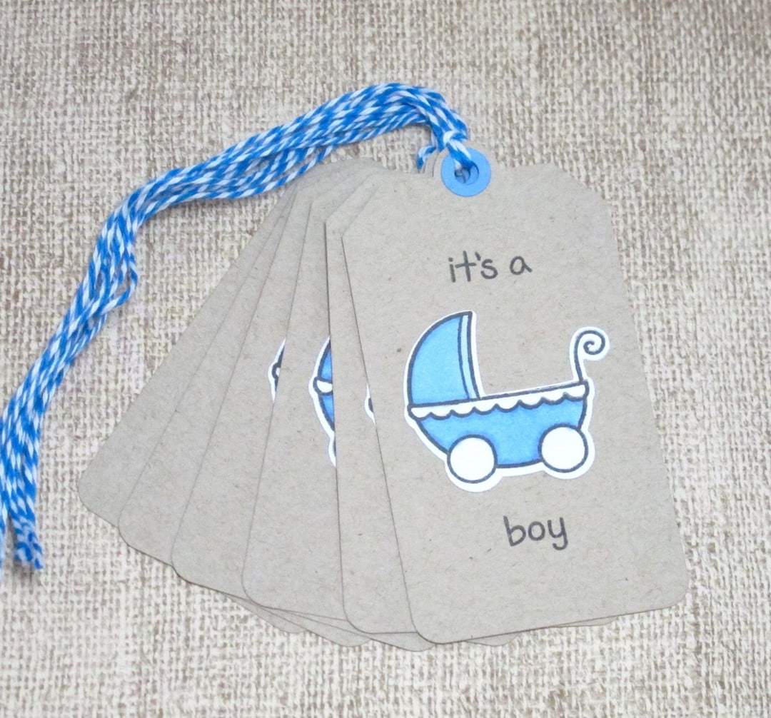 Baby Boy Gift Tags- Gift Tags- Boy Baby Shower- Blue Stroller Tags- Set ...