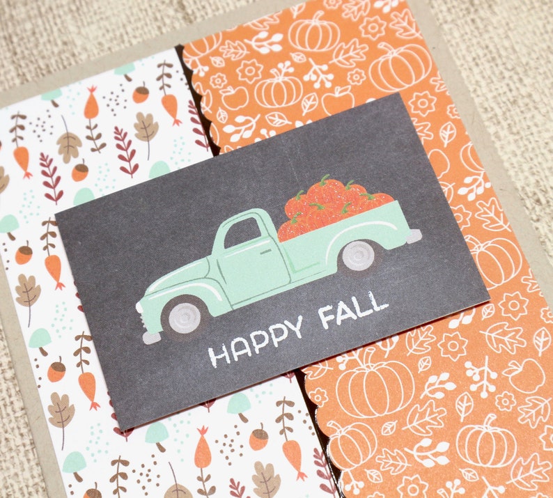 Fall Card Happy Fall Card Pick up Truck Card Pumpkins Card - Etsy