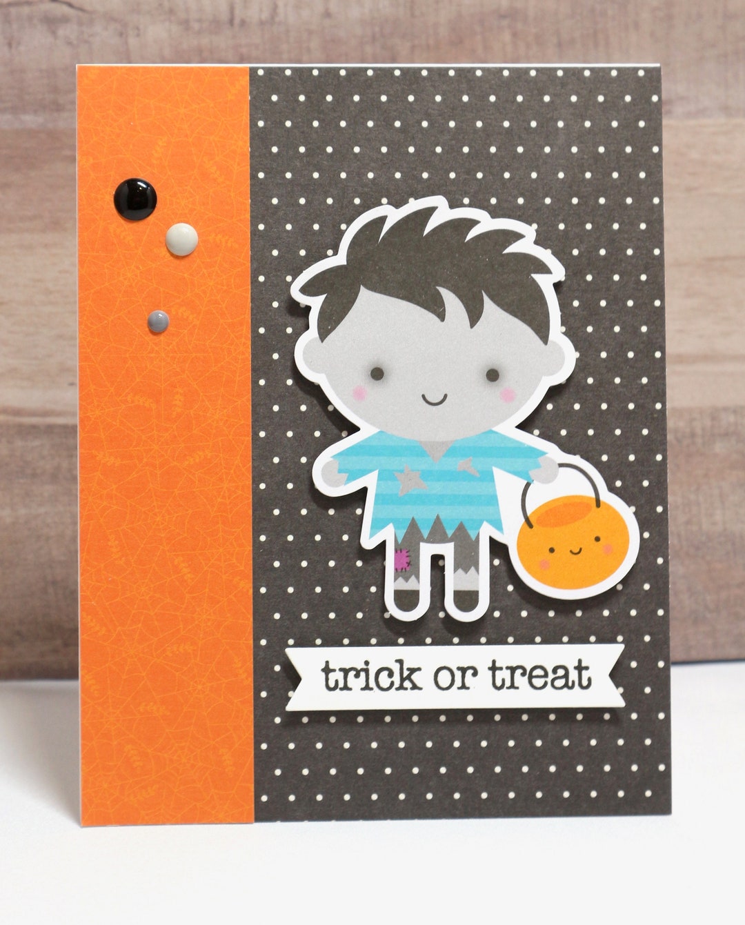 Halloween Card Kids Halloween Trick or Treat Card Cute - Etsy