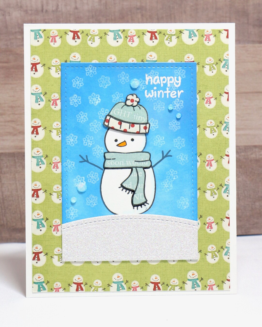 Winter Card Happy Winter Card Snowman Card Handmade Winter - Etsy
