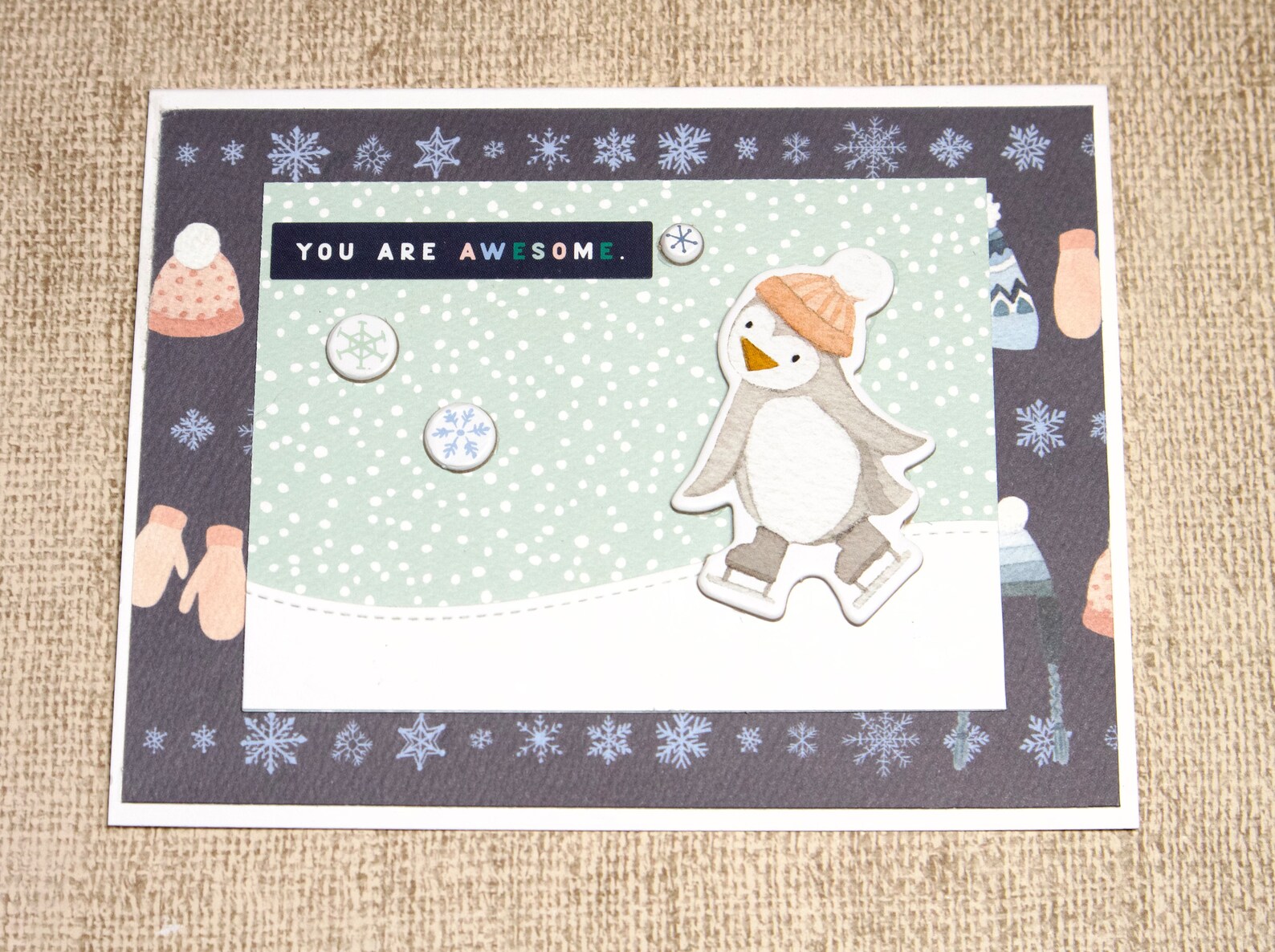 Winter Card Encouragement Card Penguin Card With Penguins Handmade ...