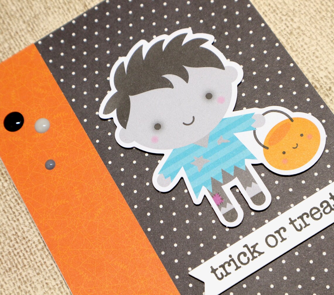Halloween Card Kids Halloween Trick or Treat Card Cute - Etsy