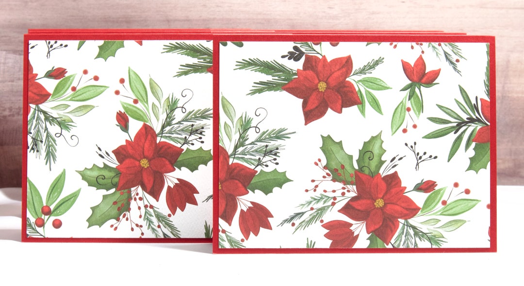Handmade Christmas Poinsettia Note Cards - Set of 6 - Etsy