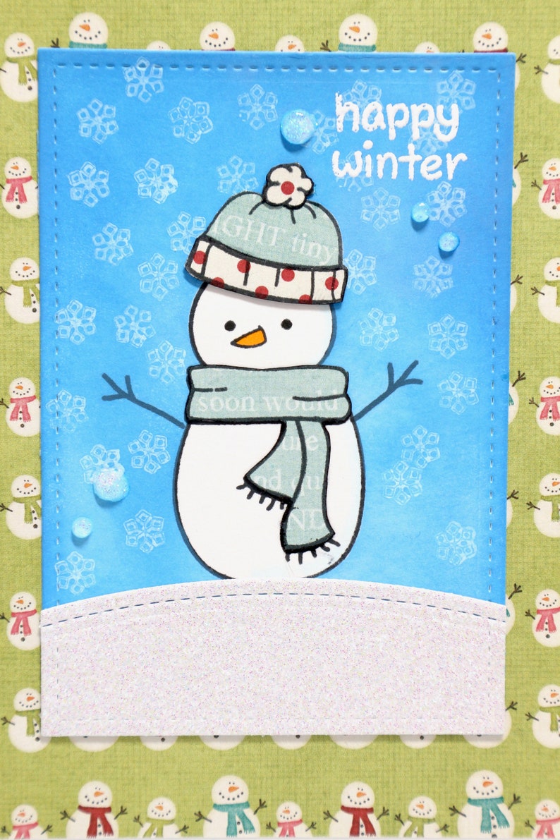 Winter Card Happy Winter Card Snowman Card Handmade Winter - Etsy
