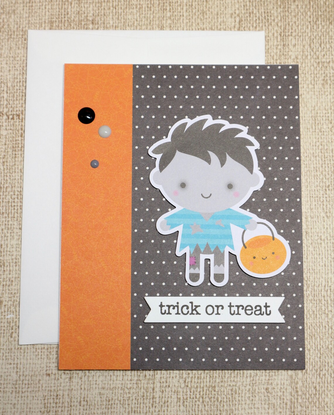 Halloween Card Kids Halloween Trick or Treat Card Cute - Etsy