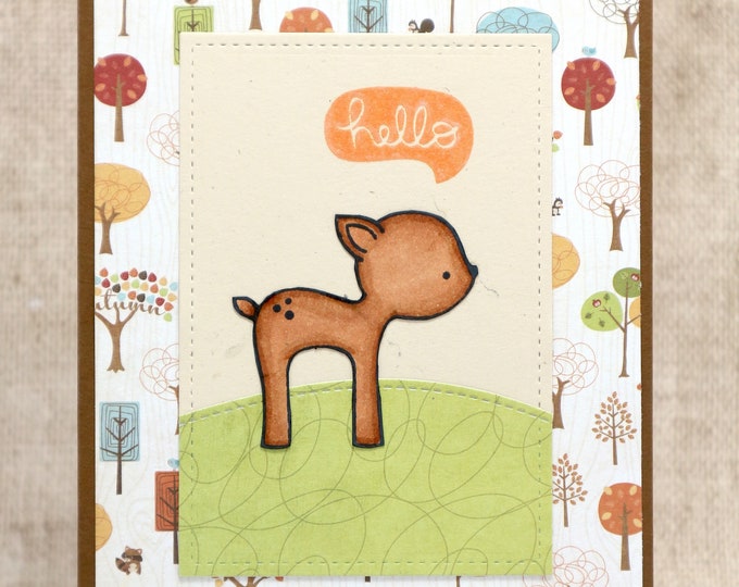 Hello Deer Card Hello Card Deer Card Cute Card Fall Card - Etsy