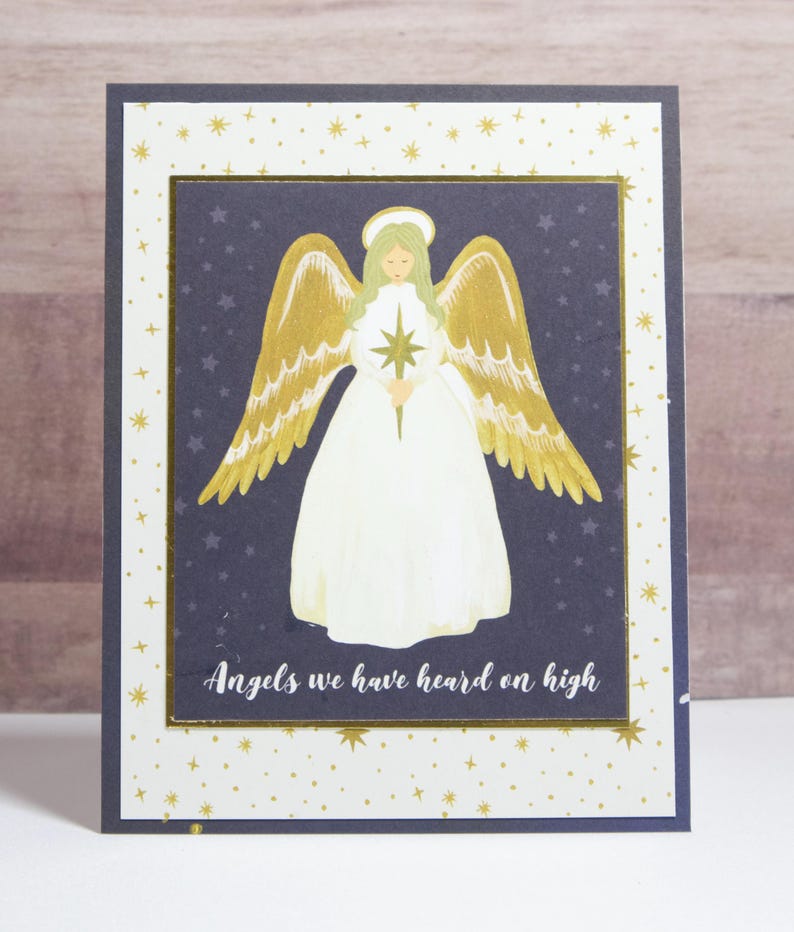 Handmade Christmas Angel Card – Shimmering Wings - Etsy