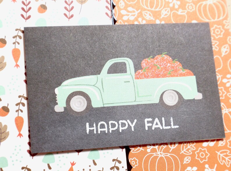 Fall Card Happy Fall Card Pick up Truck Card Pumpkins Card - Etsy