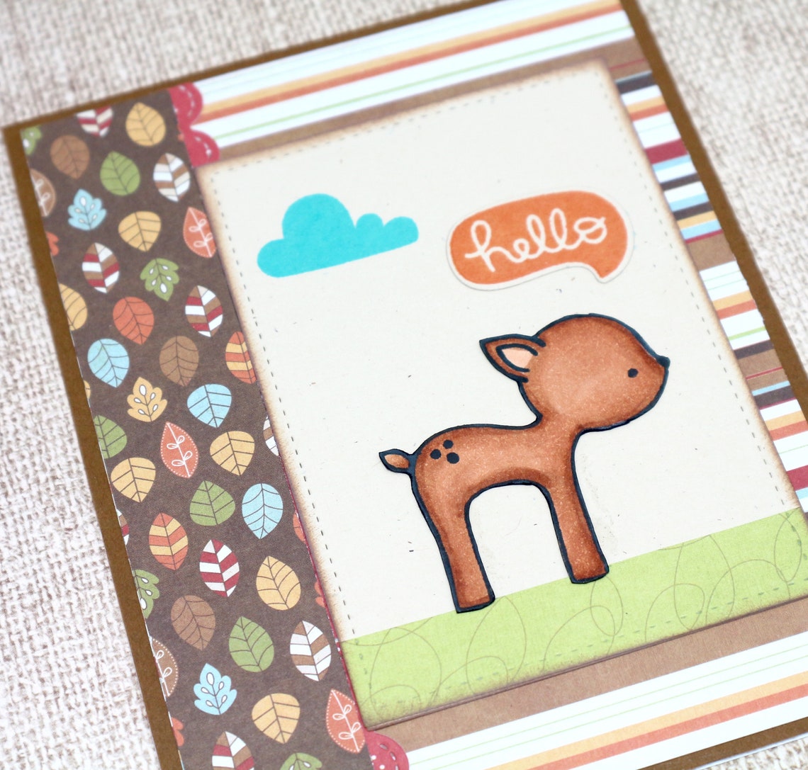 Hello Card Hi Card Deer Card Hello Deer Card Cute Hello | Etsy