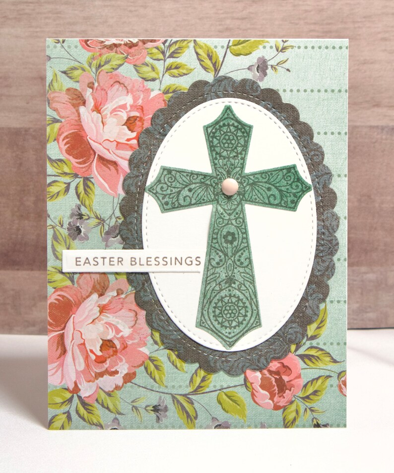 Easter Cross Card Christian Easter Card Religious Easter Card Easter Blessings Card Handmade ...
