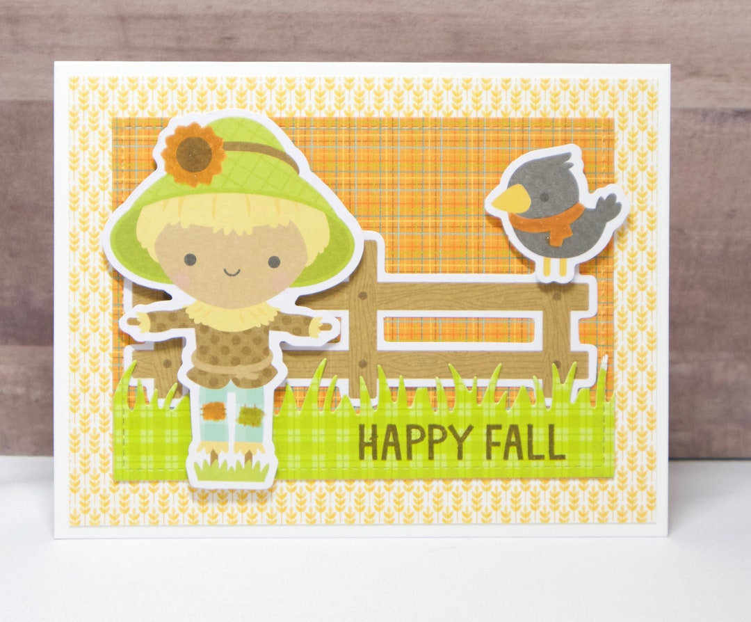 Happy Fall Card Scarecrow Card Fall Card Autumn Card Cute - Etsy