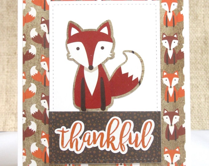Thankful Card Fox Card Fox Thank You Card Fox Thanks Card Thankful - Etsy