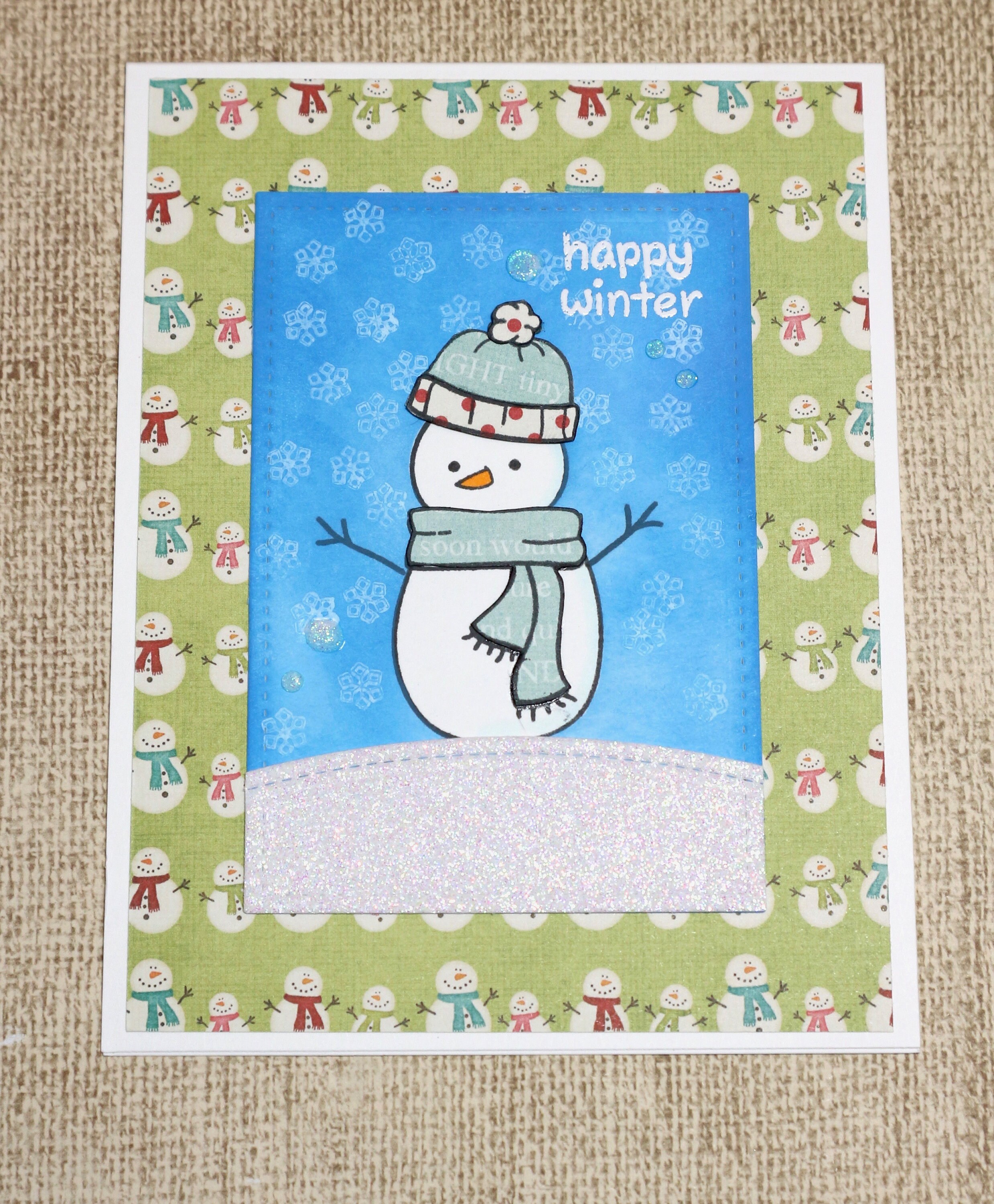 Winter Card Happy Winter Card Snowman Card Handmade Winter - Etsy