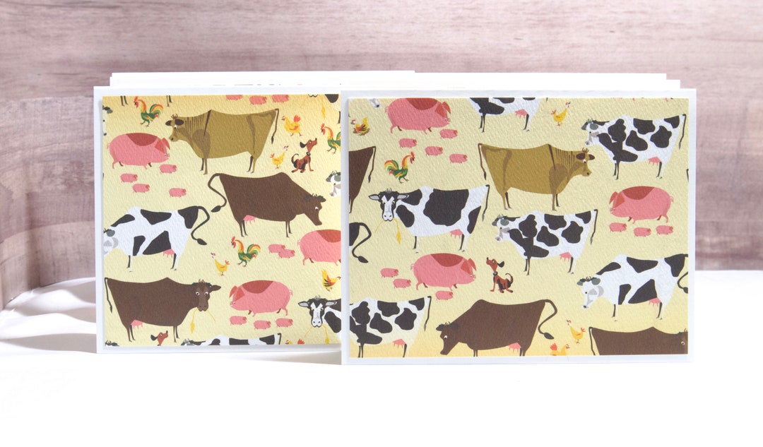 Farm Animal Note Cards Father's Day Gift Cute Note Cards Cow Note Cards ...