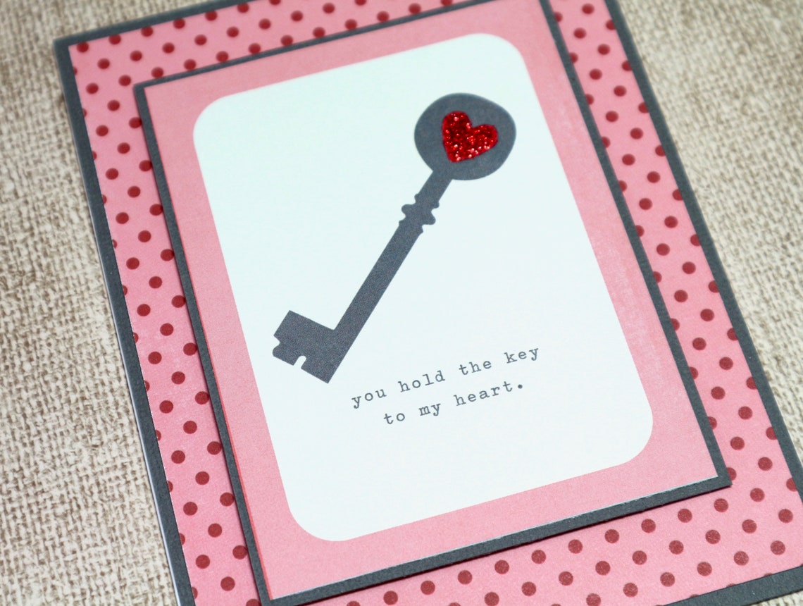 Key Valentine Card Key to My Heart Key Card Valentines Card Happy ...