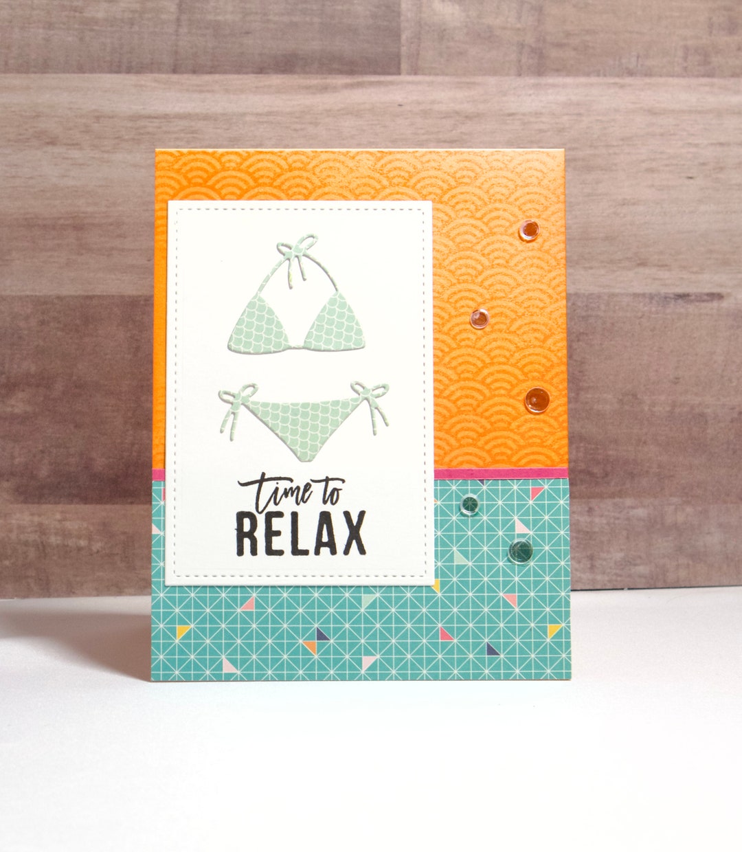 Time to Relax Card Bikini Card Summer Card Summer Hello Fun Summer Card ...