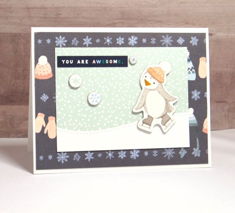 Winter Card Encouragement Card Penguin Card With Penguins Handmade ...