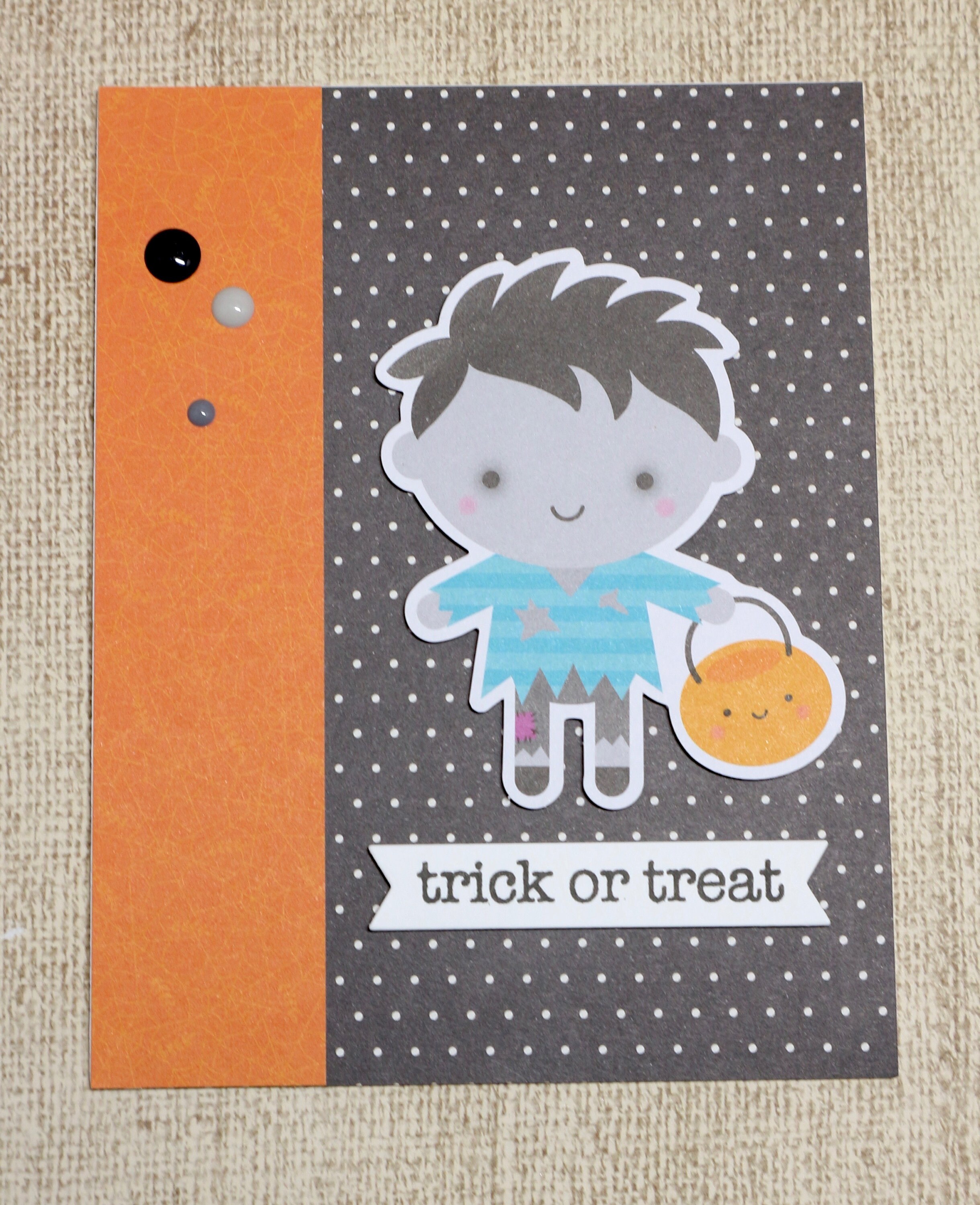 Halloween Card Kids Halloween Trick or Treat Card Cute - Etsy