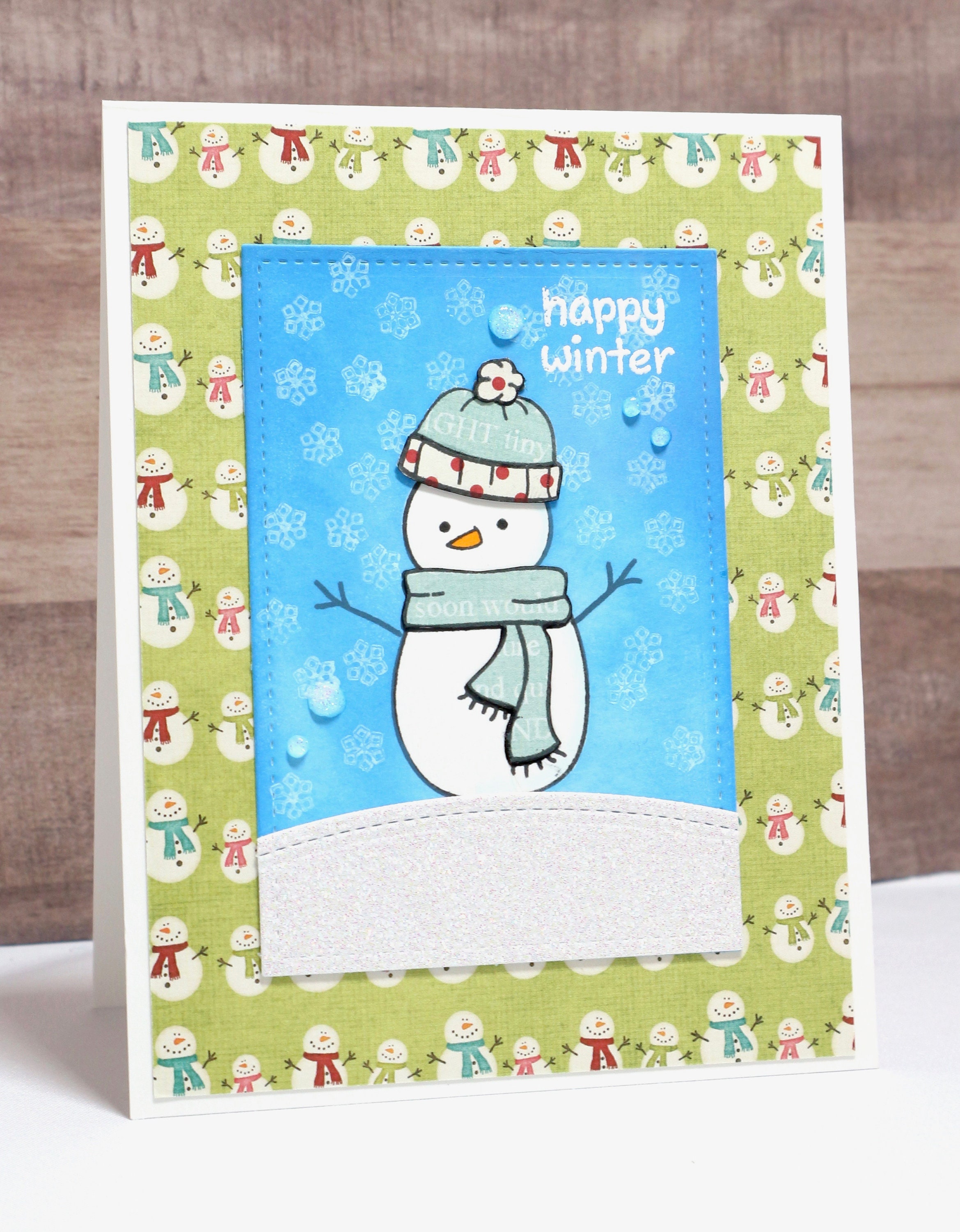 Winter Card Happy Winter Card Snowman Card Handmade Winter - Etsy
