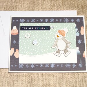 Winter Card Encouragement Card Penguin Card With Penguins Handmade ...