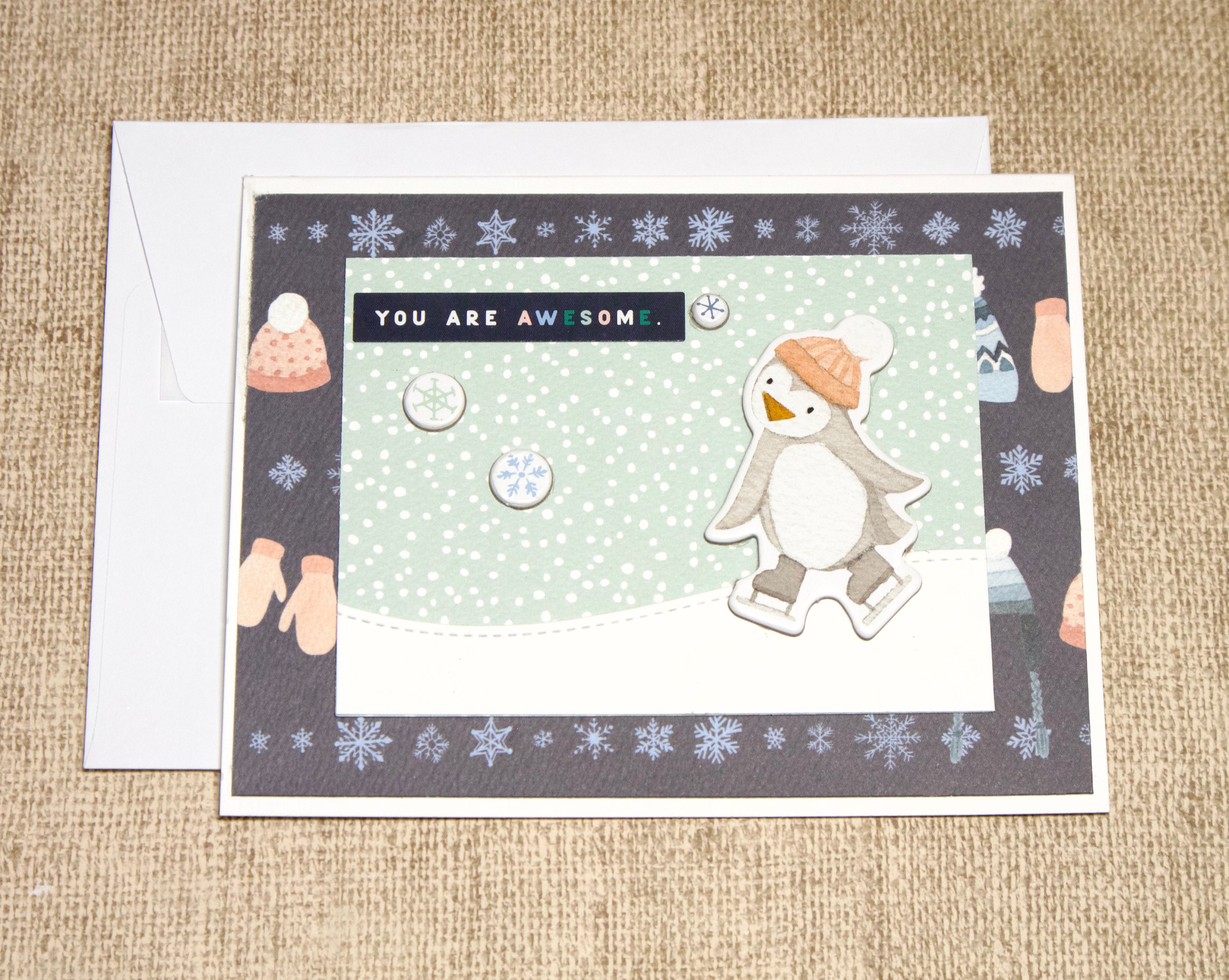 Winter Card Encouragement Card Penguin Card With Penguins Handmade ...