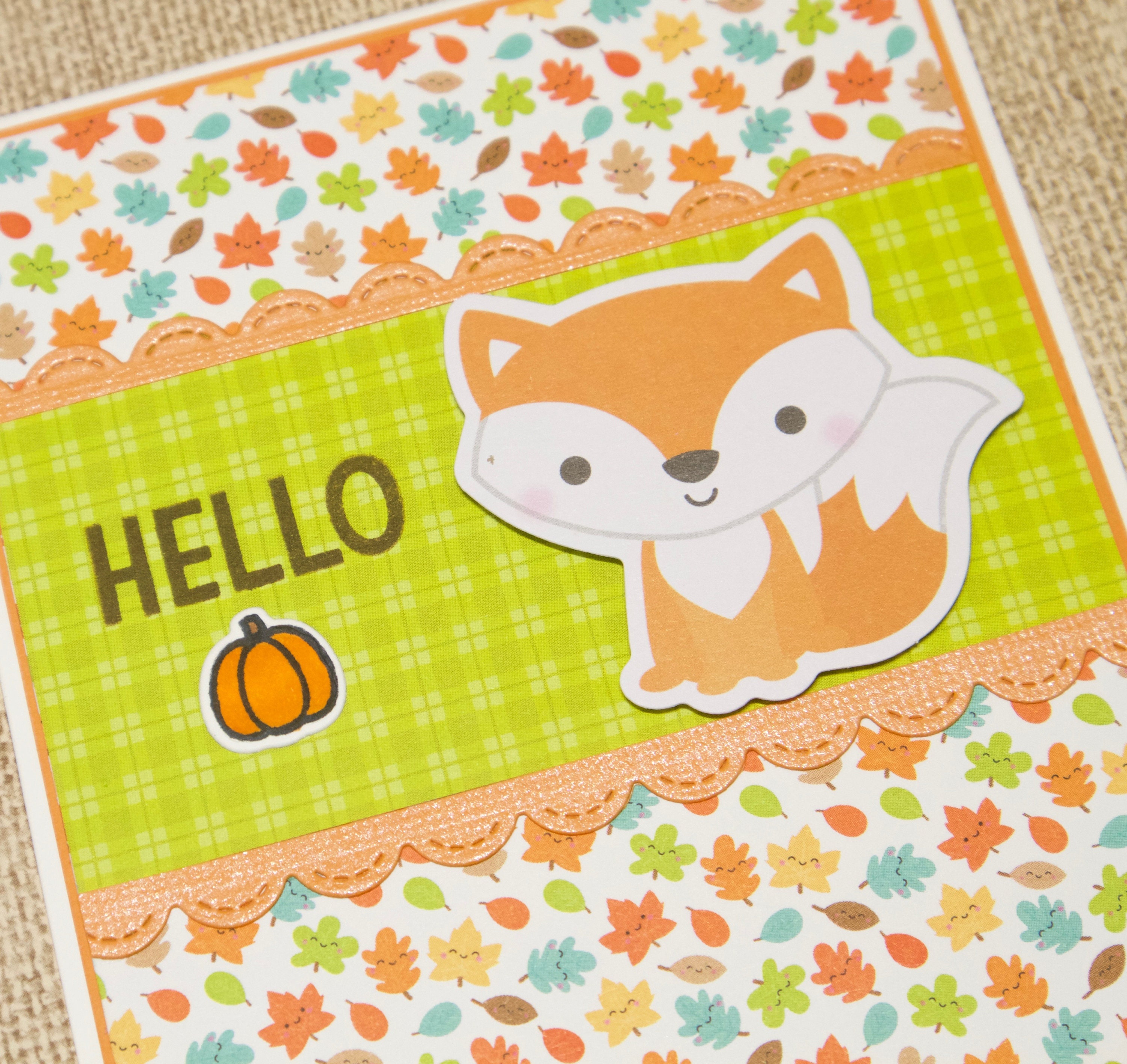 Hello Card Fox Card Cute Cards Fall Card Autumn Card Handmade Cards - Etsy