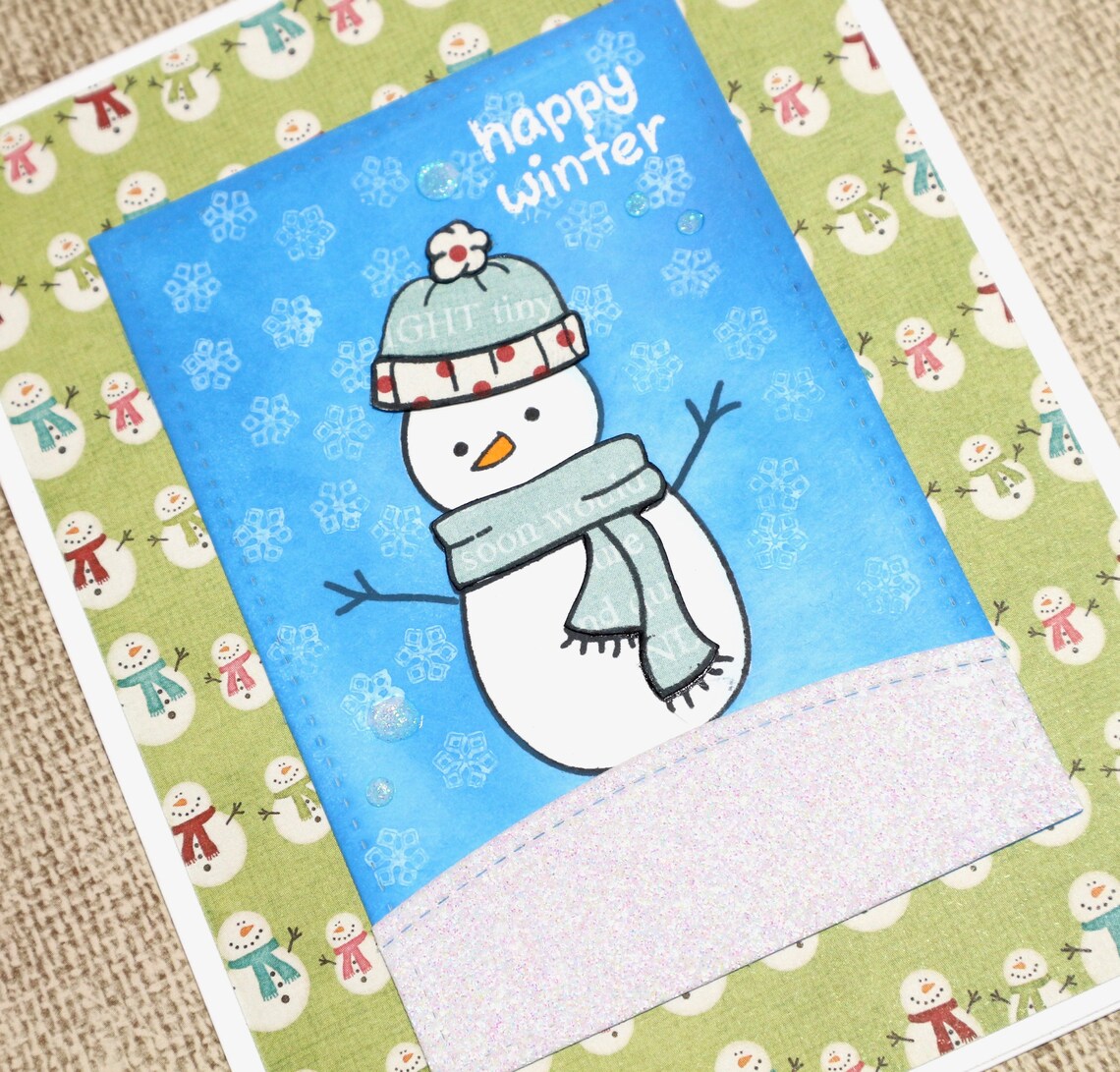 Winter Card Happy Winter Card Snowman Card Handmade Winter - Etsy