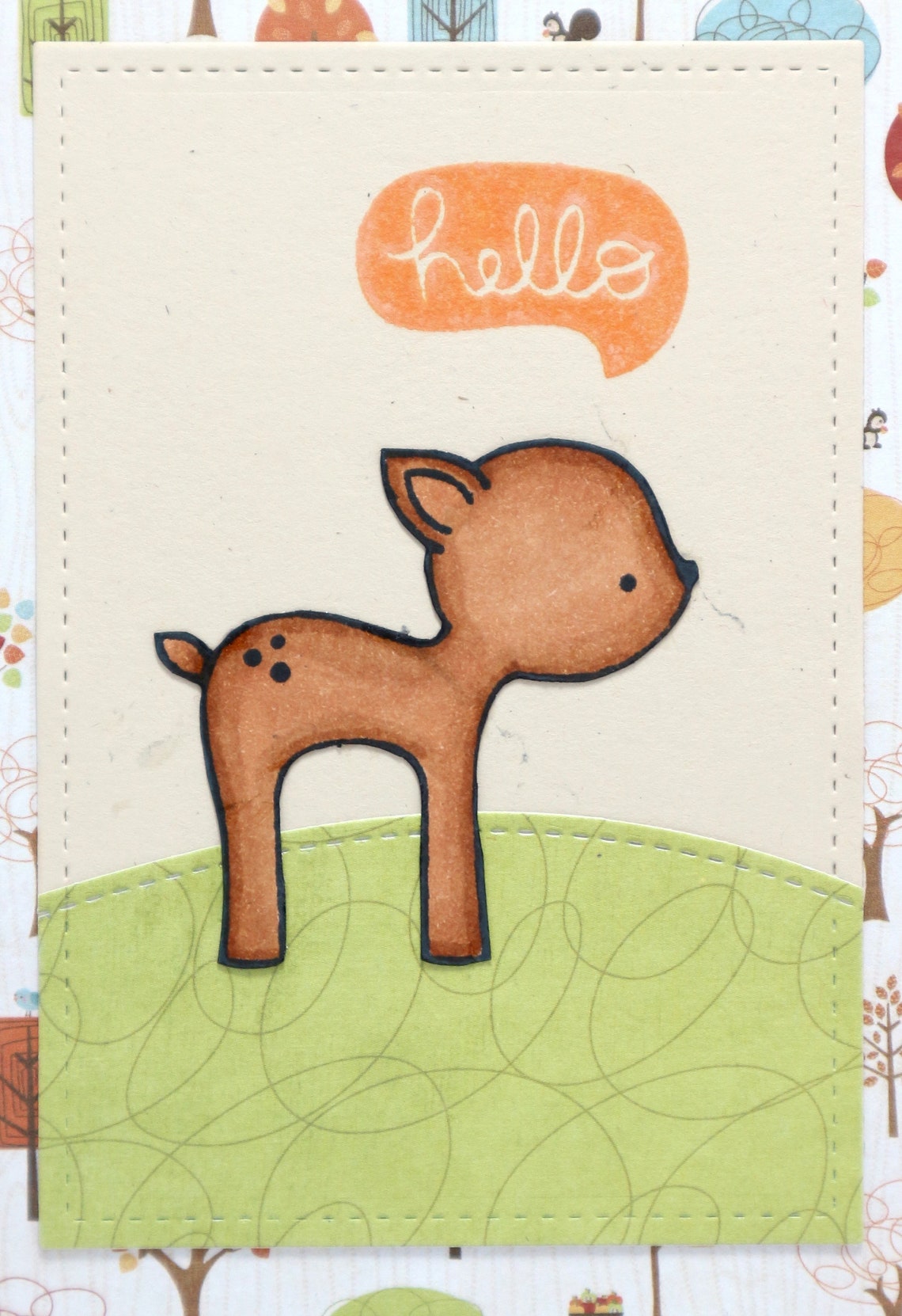 Hello Deer Card Hello Card Deer Card Cute Card Fall Card - Etsy