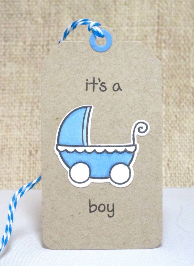 Baby Boy Gift Tags- Gift Tags- Boy Baby Shower- Blue Stroller Tags- Set ...