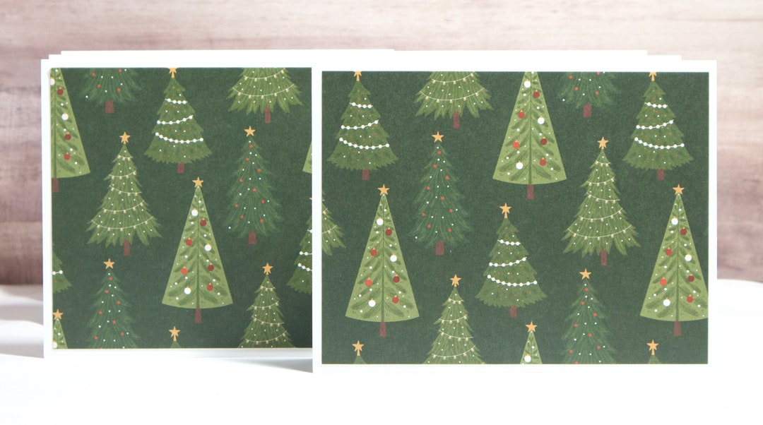 Christmas Trees Cards Christmas Note Cards Set of Christmas - Etsy
